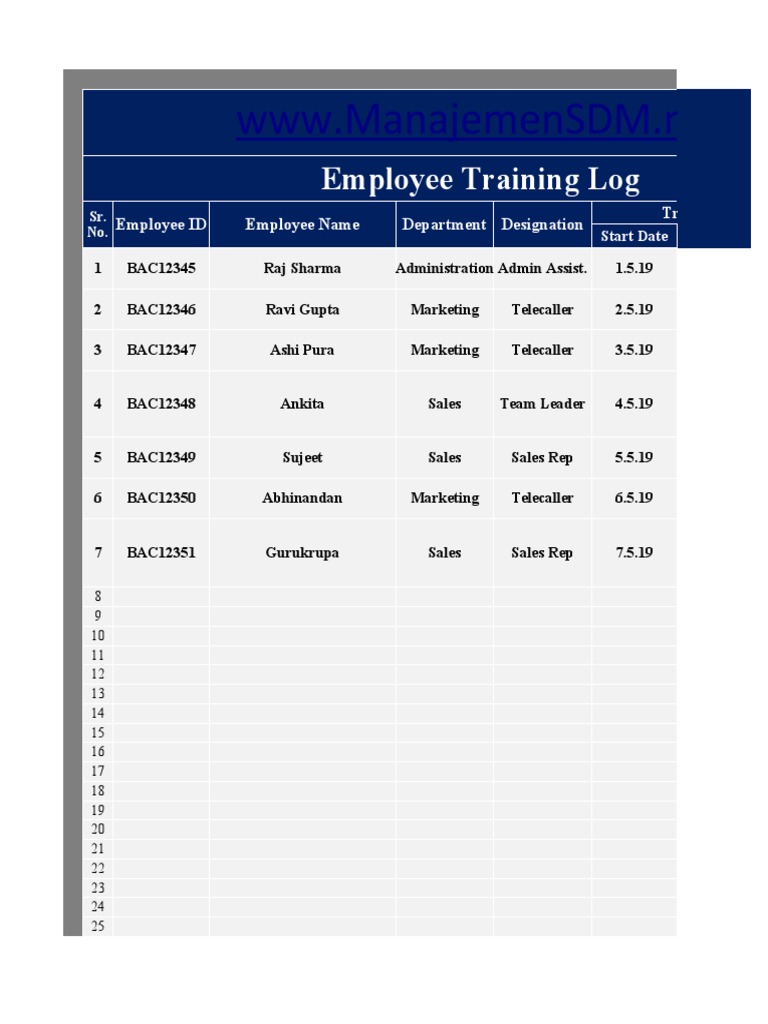 Employee Training Log | PDF