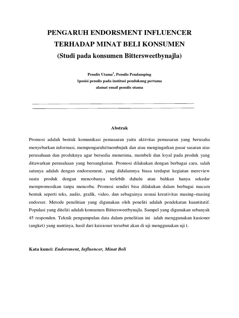 Pengaruh Endorsment Influencer Terhadap Minat Beli Konsumen | PDF | Karier & Perkembangan