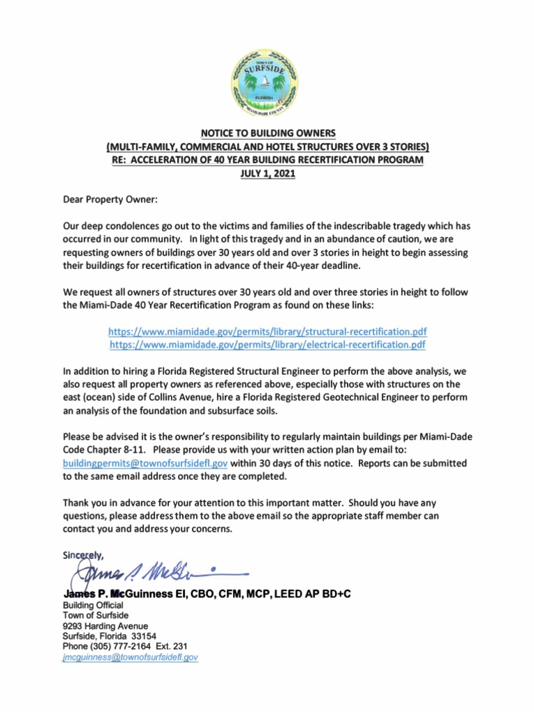 Notice To Building Owners Acceleration of 40 Year Building ...