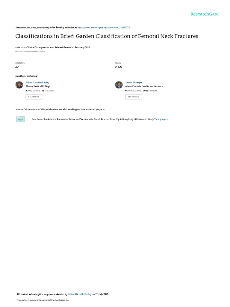Classifications in Brief Garden Classification of | PDF | Hip ...