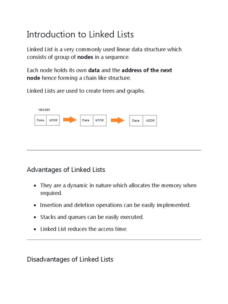 Introduction To Linked Lists | PDF | Computer Programming | Software ...