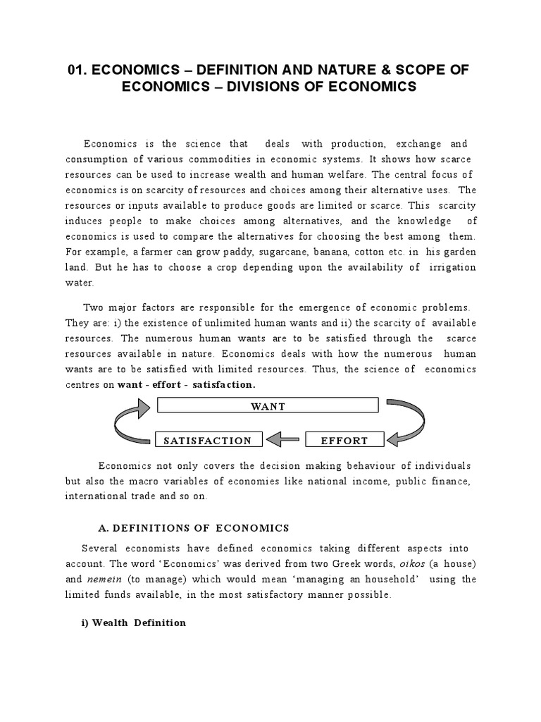 Economics - Definition and Nature & Scope of Economics - Divisions of ...
