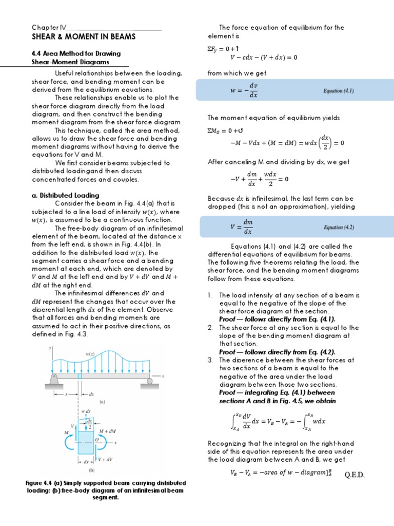 Chapter IV Shear and Moment in Beams 4.4 | PDF | Bending | Beam (Structure)