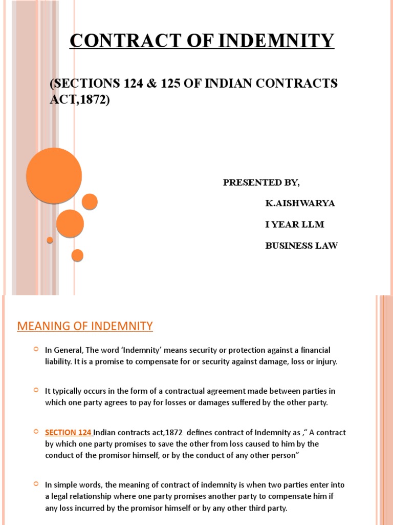 Contract Of Indemnity Pdf Indemnity Costs In English Law