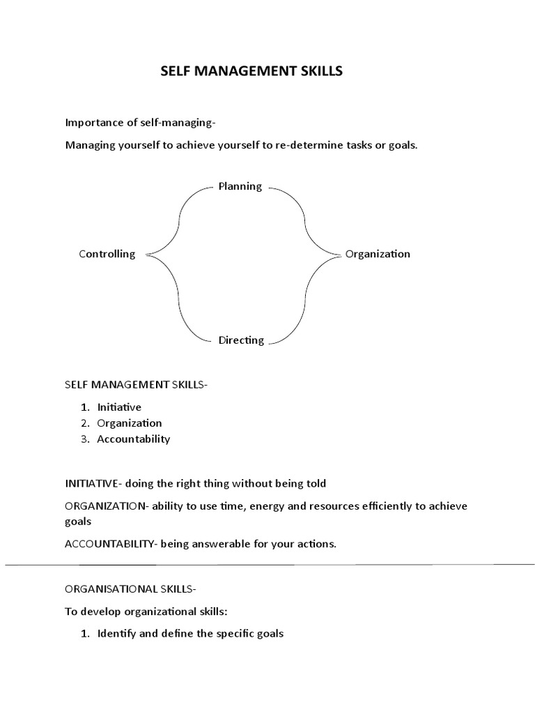 Self Management Skills | PDF | Self-Improvement