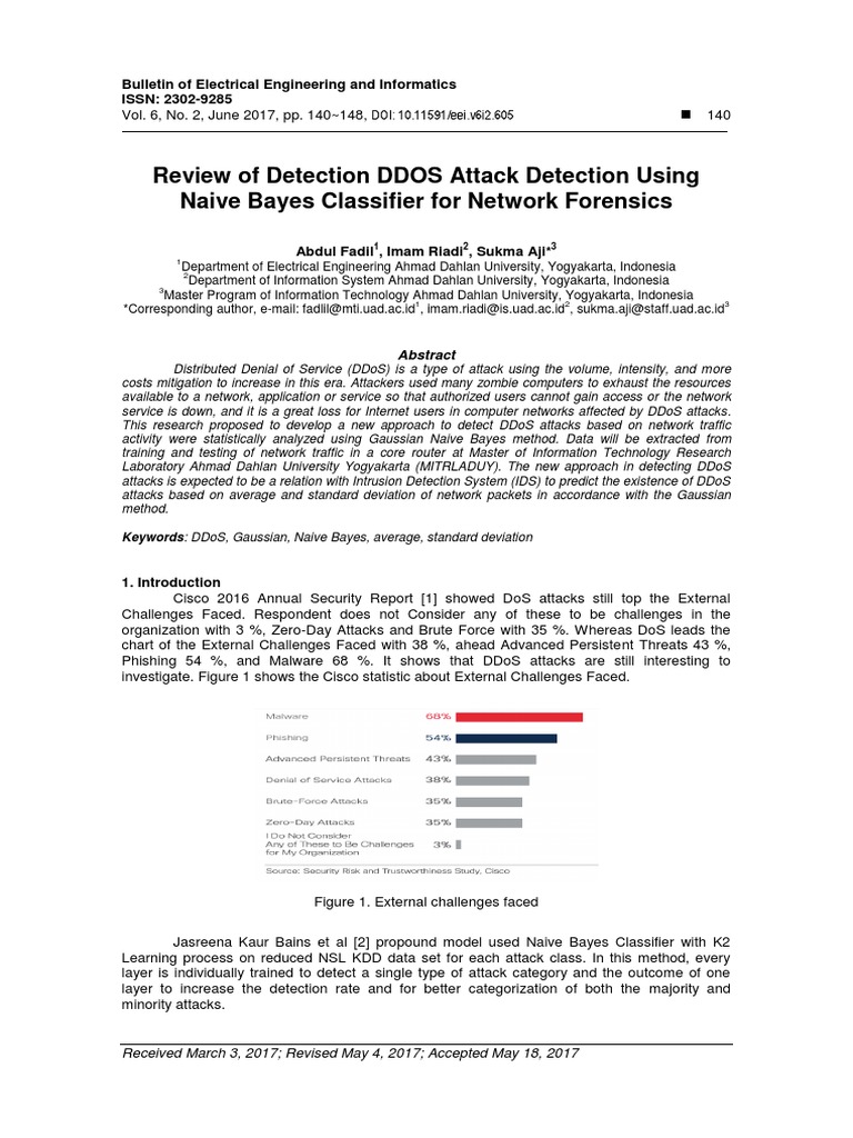 Review Of Detection Ddos Attack Detection Using Naive Bayes Classifier For Network Forensics 