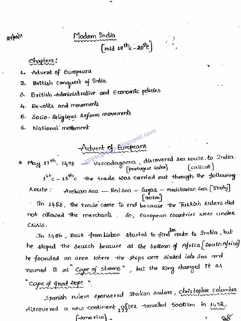 Modern History of India Notes For Upsc | PDF