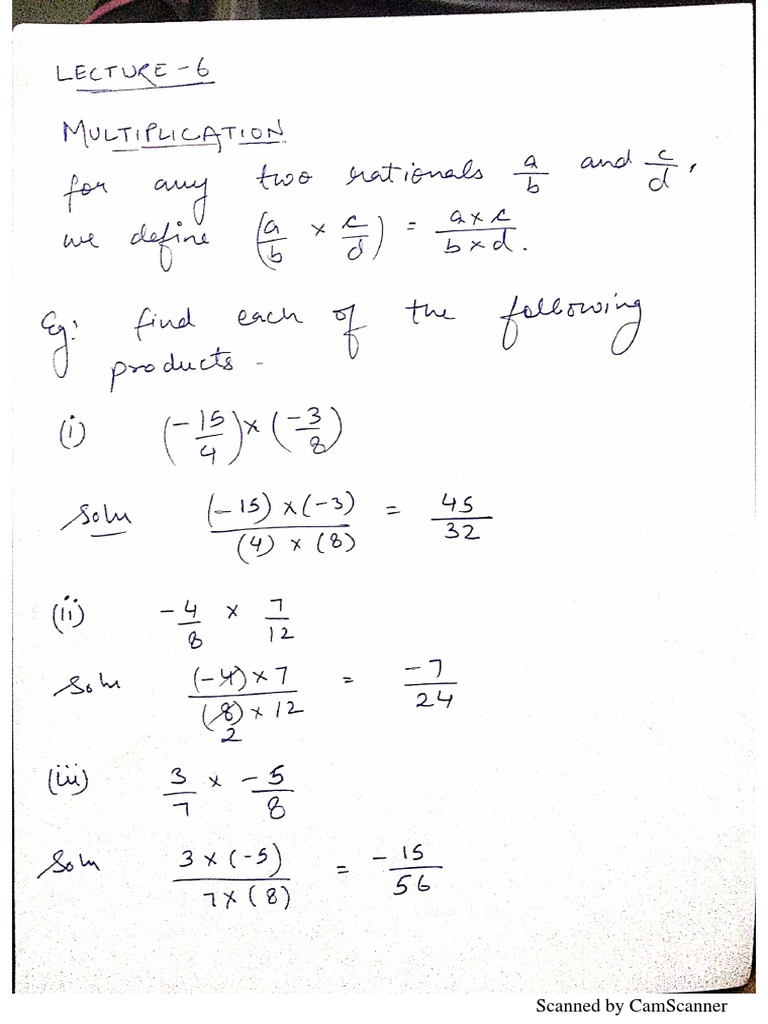 Lecture 6 Rational Numbers Class 8th | PDF