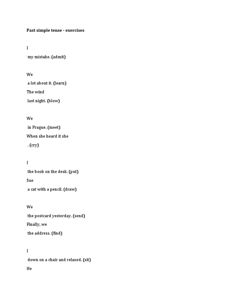 Past Simple Tense Exercises | PDF