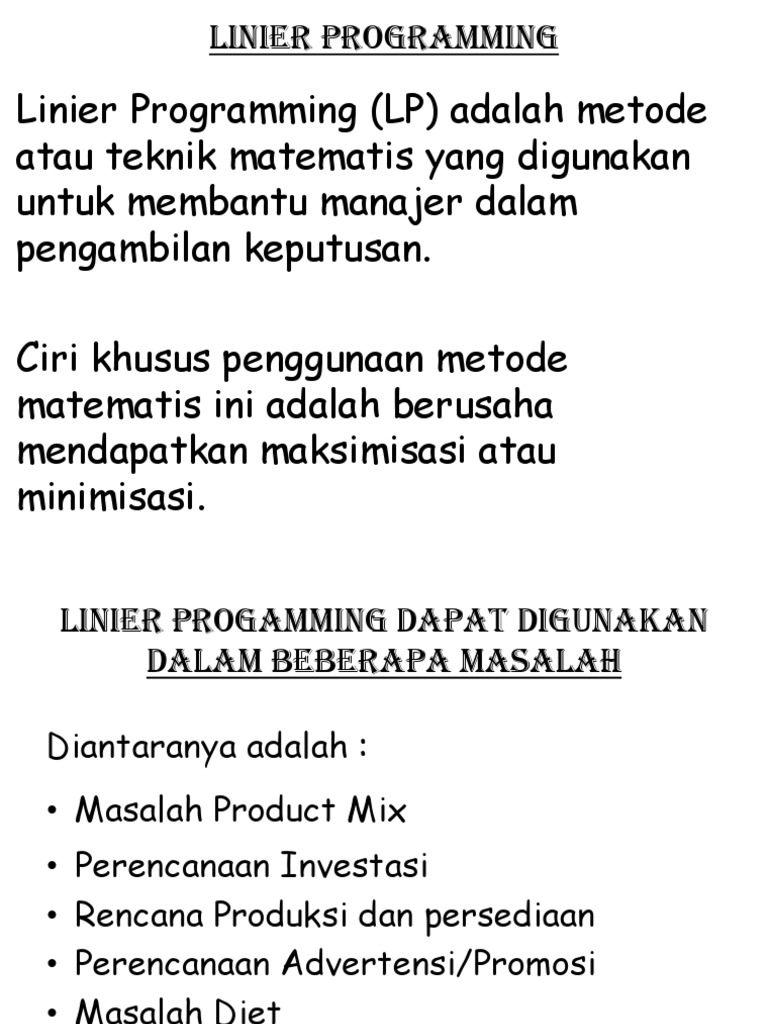 Linier Programming | PDF