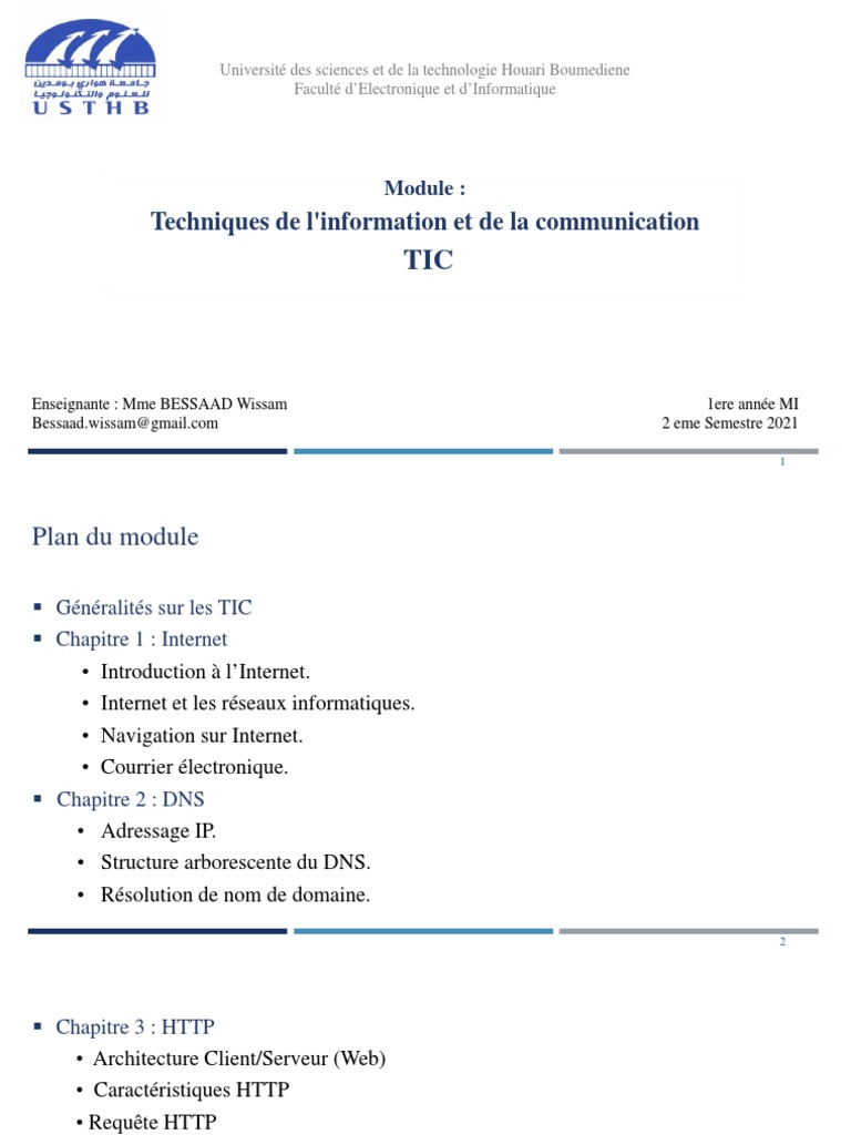 Cours 01 Module TIC | PDF | Internet | Internet et Web