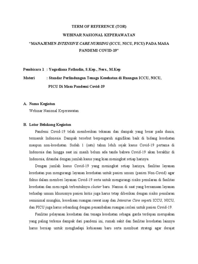 Tor Webinar Pembicara 1 | PDF