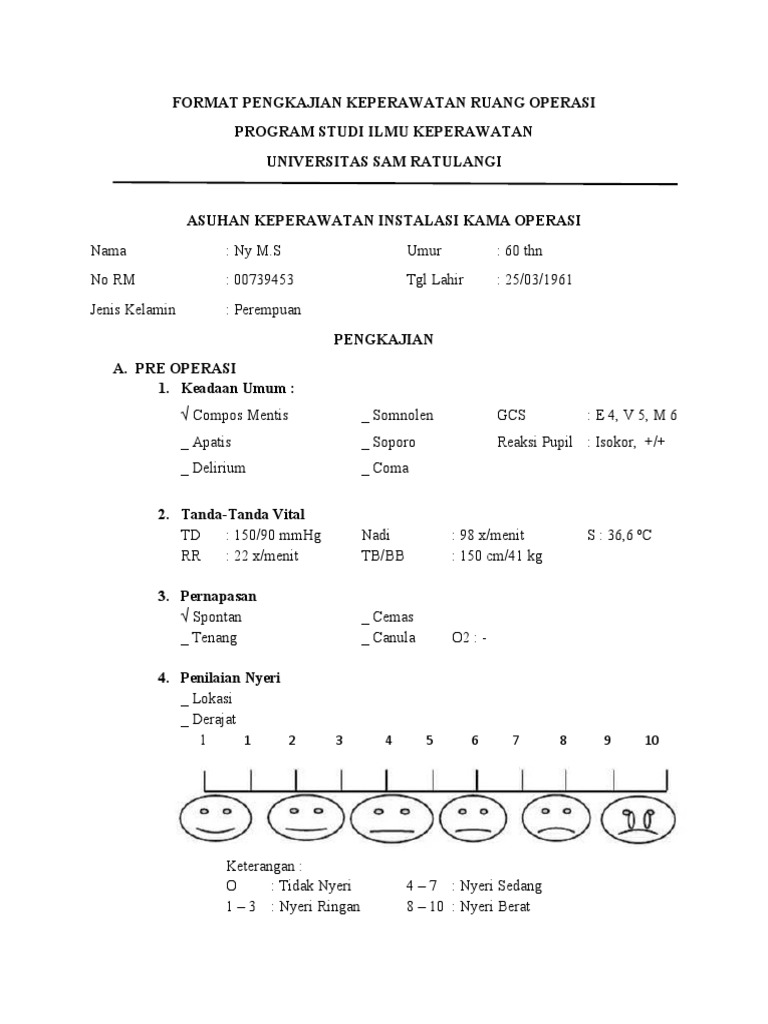 Format Pengkajian Keperawatan Ruang Operasi | PDF