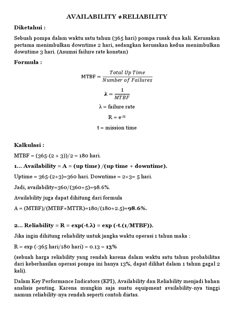 Availability Is Not Equal To Reliability | PDF | Reliability ...