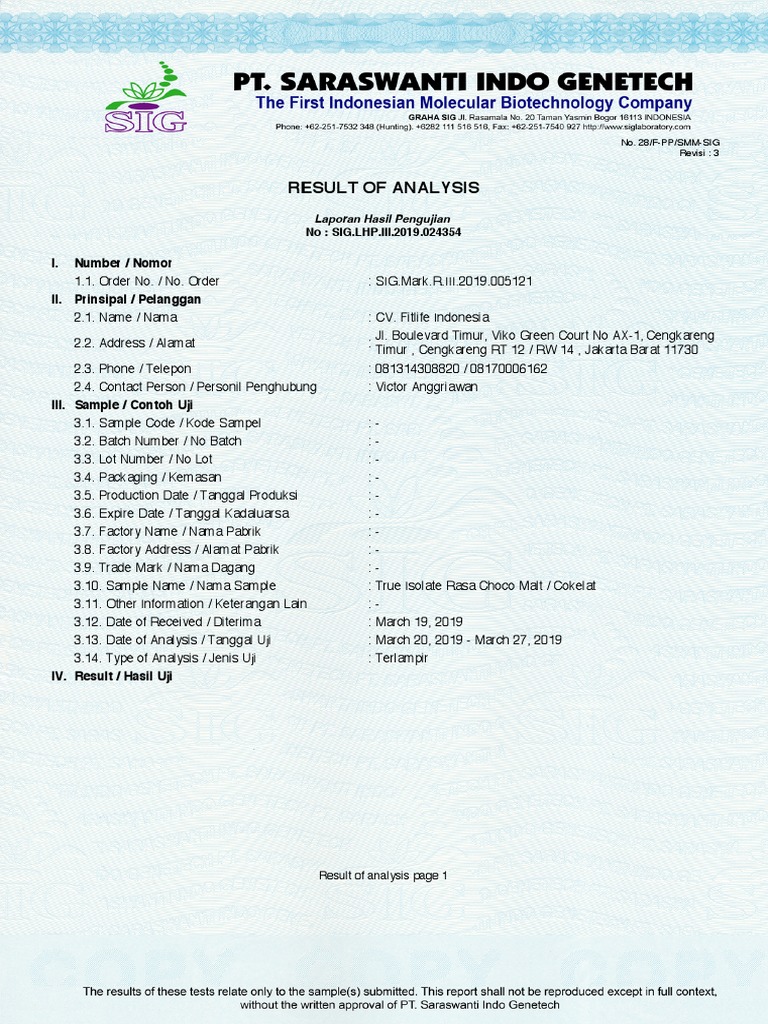 Hasil Pengujian True Isolate Cokelat | PDF
