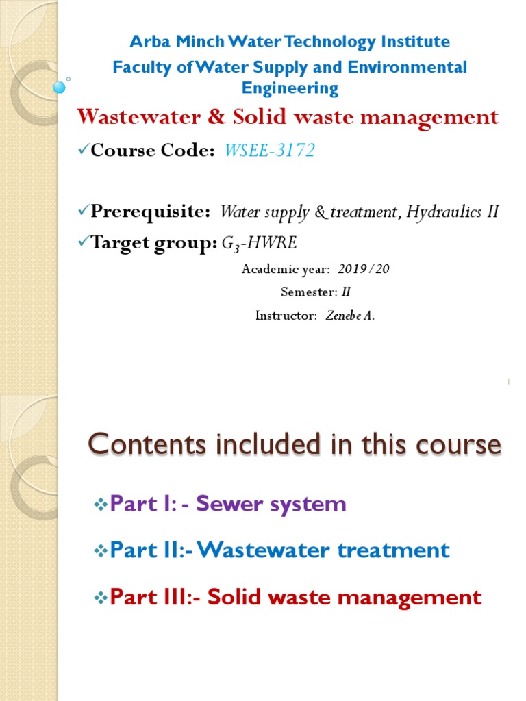 Wastewater and Solid Waste Management Note | Download Free PDF ...