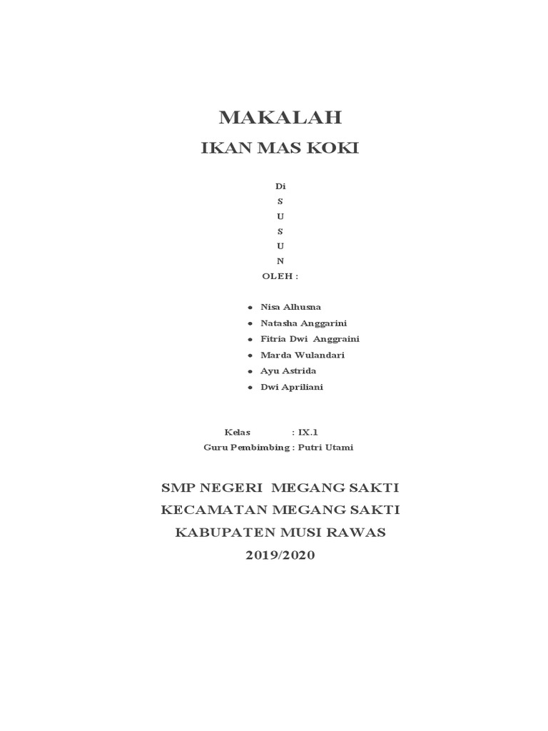 Makalah Budidaya Ikan Mas Koki | PDF | Griya & Taman