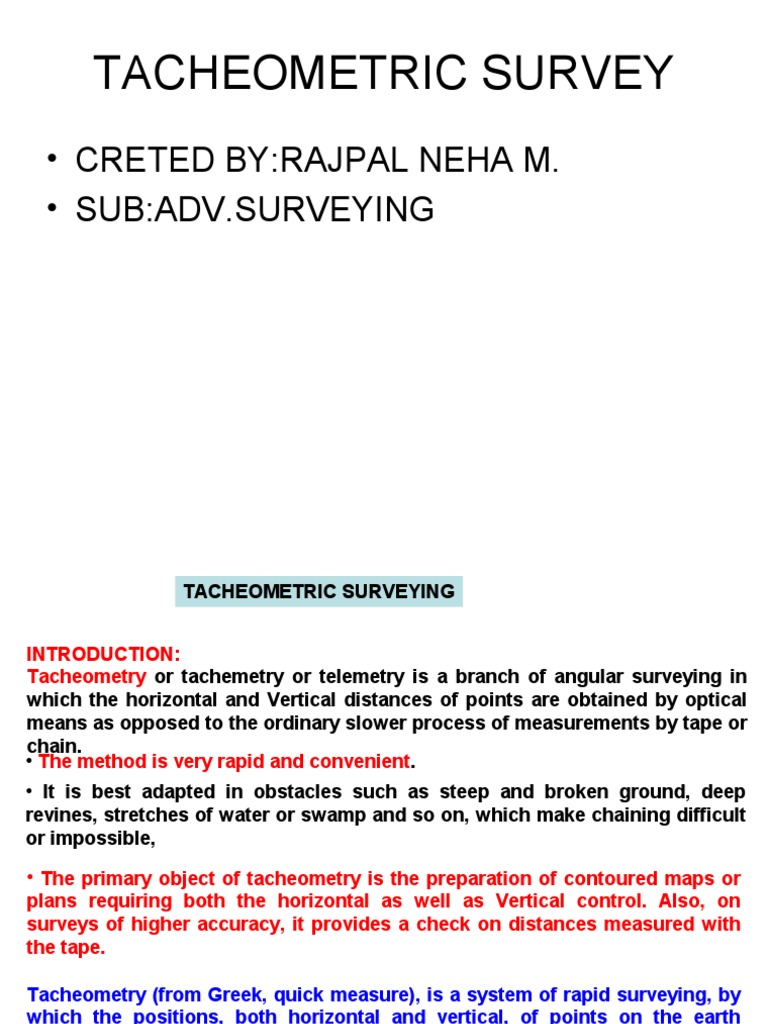 Tacheometric Surveying | PDF | Surveying | Electromagnetic Radiation