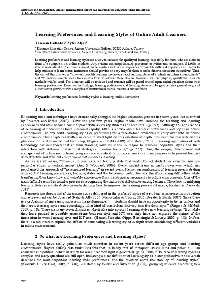 Learning Preferences and Learning Styles of Online | PDF | Learning ...