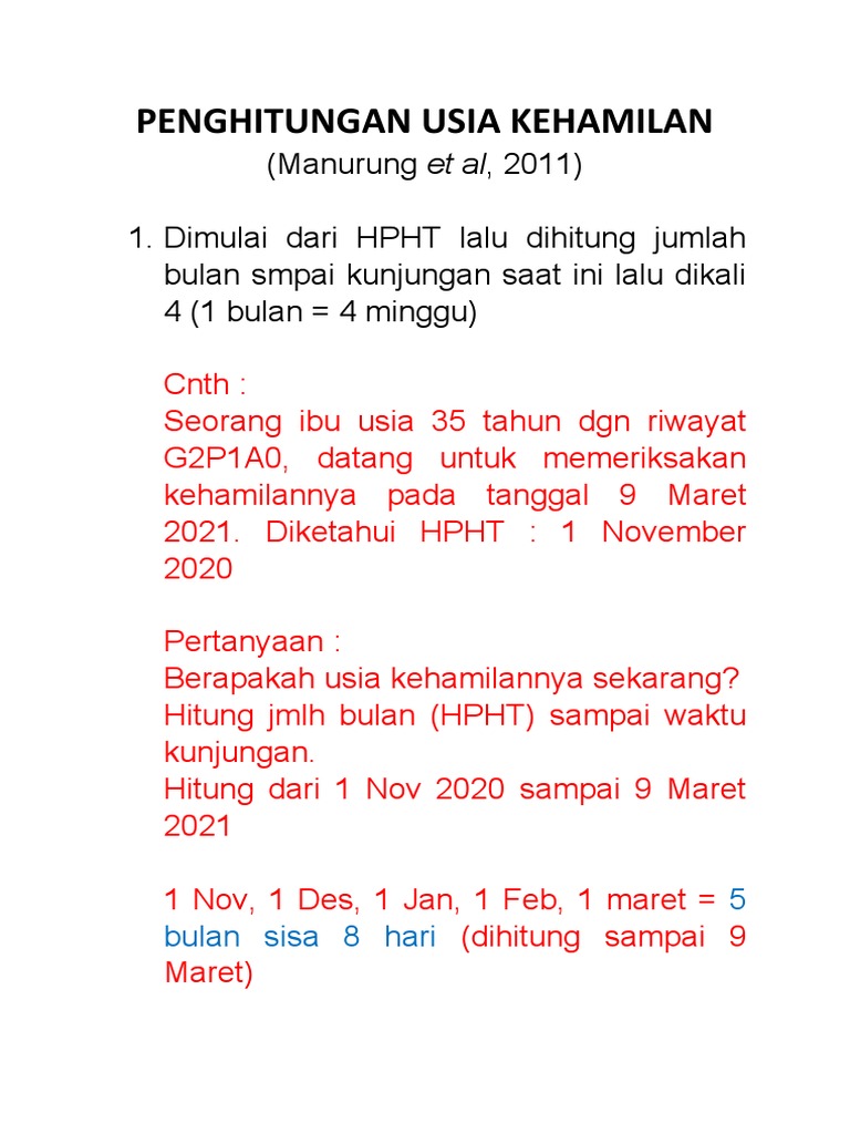 Cara Menghitung Usia Kehamilan | PDF