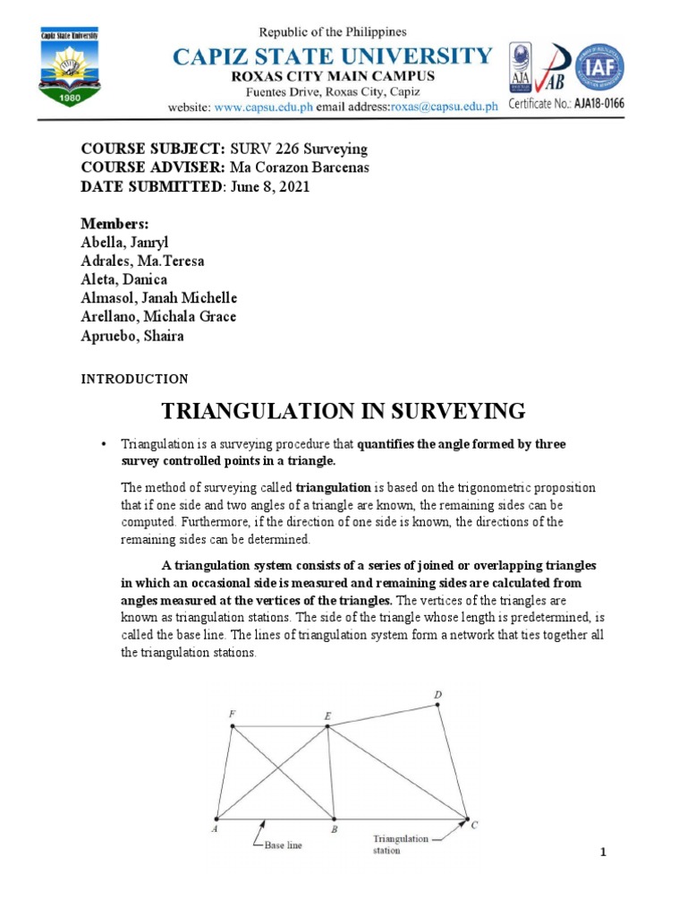 SURV TRIANGULATION | PDF | Surveying | Triangle