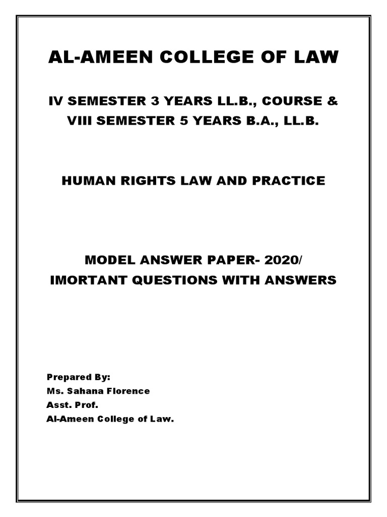 Human Rights Law Model Answers | PDF | International Law | Human Rights