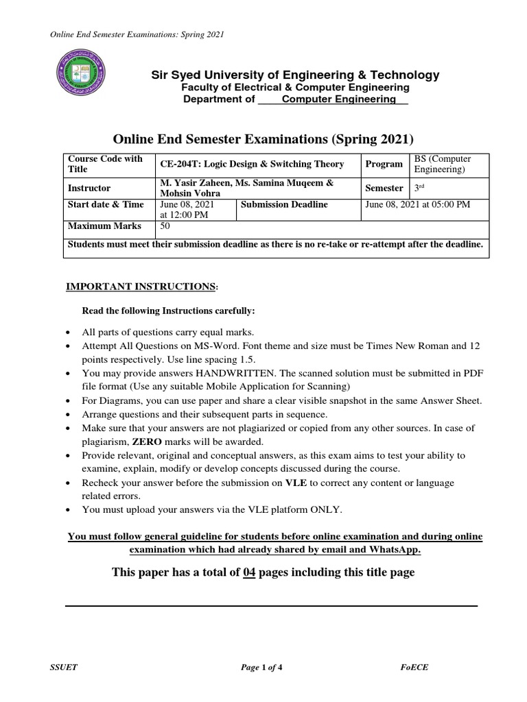 CE-204T LDST End Semester Exam Paper Spring 2021 | PDF | Computer Engineering | Computer Science