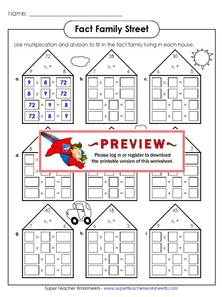 Fact Family Street Fact Family Street: Answer Key | PDF