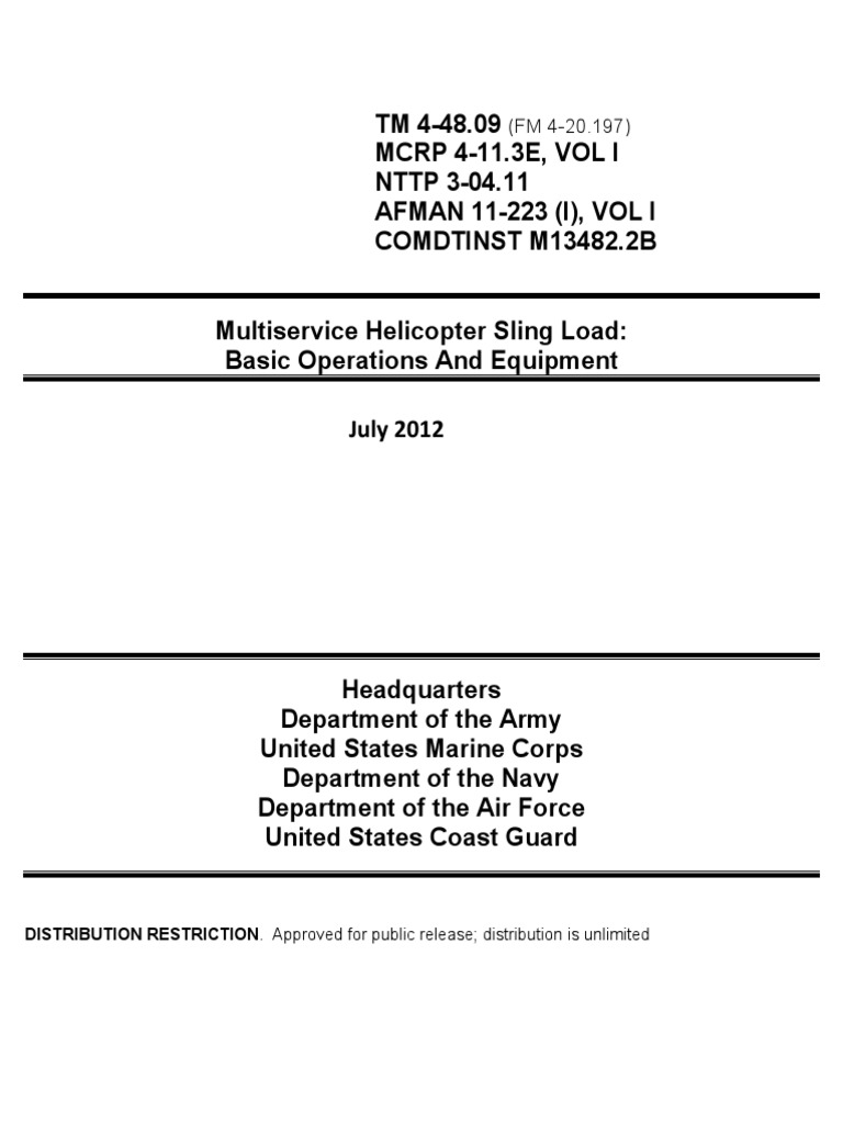 Multiservice Helicopter Sling Load Guide | PDF | Helicopter | Risk