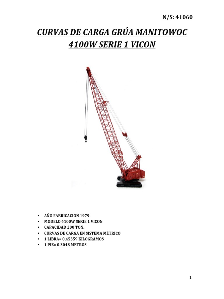 CURVAS DE CARGA MANITOWOC 4100W SERIE 1 Esp | PDF | Science | Ingeniería