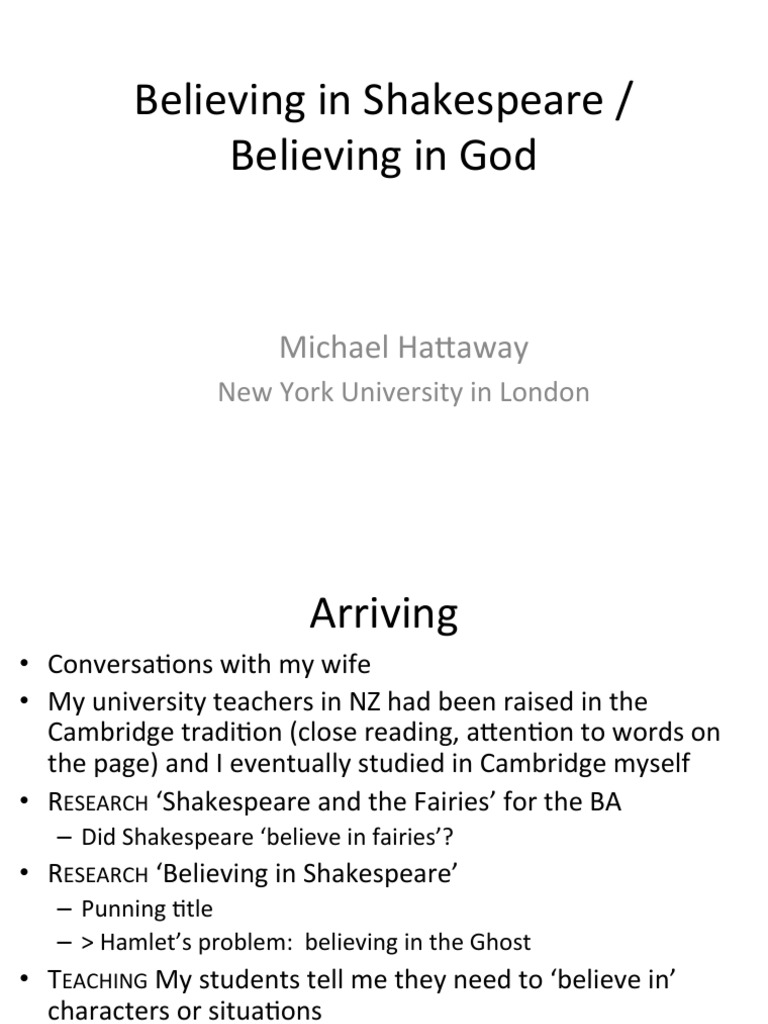 Belief in Shakespeare | PDF | Ghosts | Hamlet