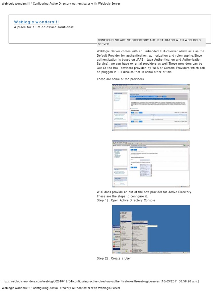 Configure AD Authenticator in Weblogic | PDF | Active Directory | Computer Network Security
