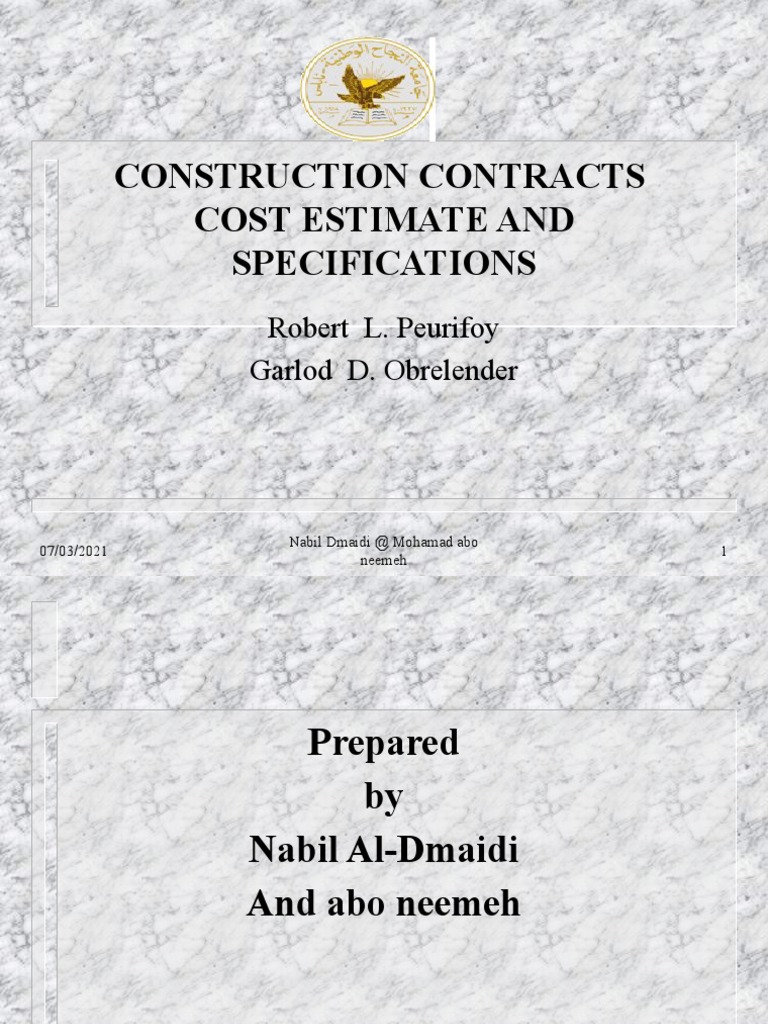 Construction Contracts, Cost Estimate and Specifications | PDF ...