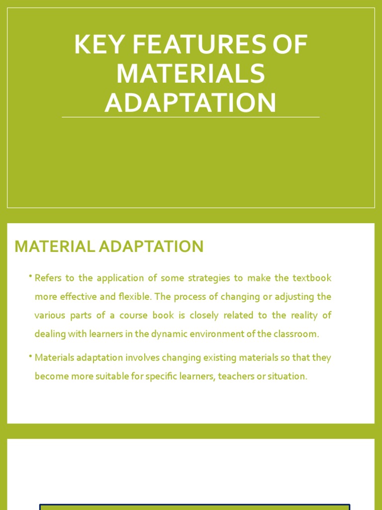 Features of Adaptation | PDF | Aesthetics | Learning