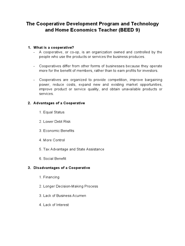 The Cooperative Development Program | PDF | Cooperative | Committee