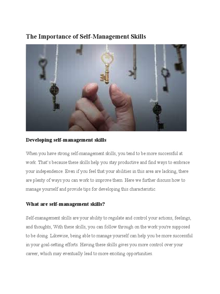Mastering Self-Management Skills | PDF