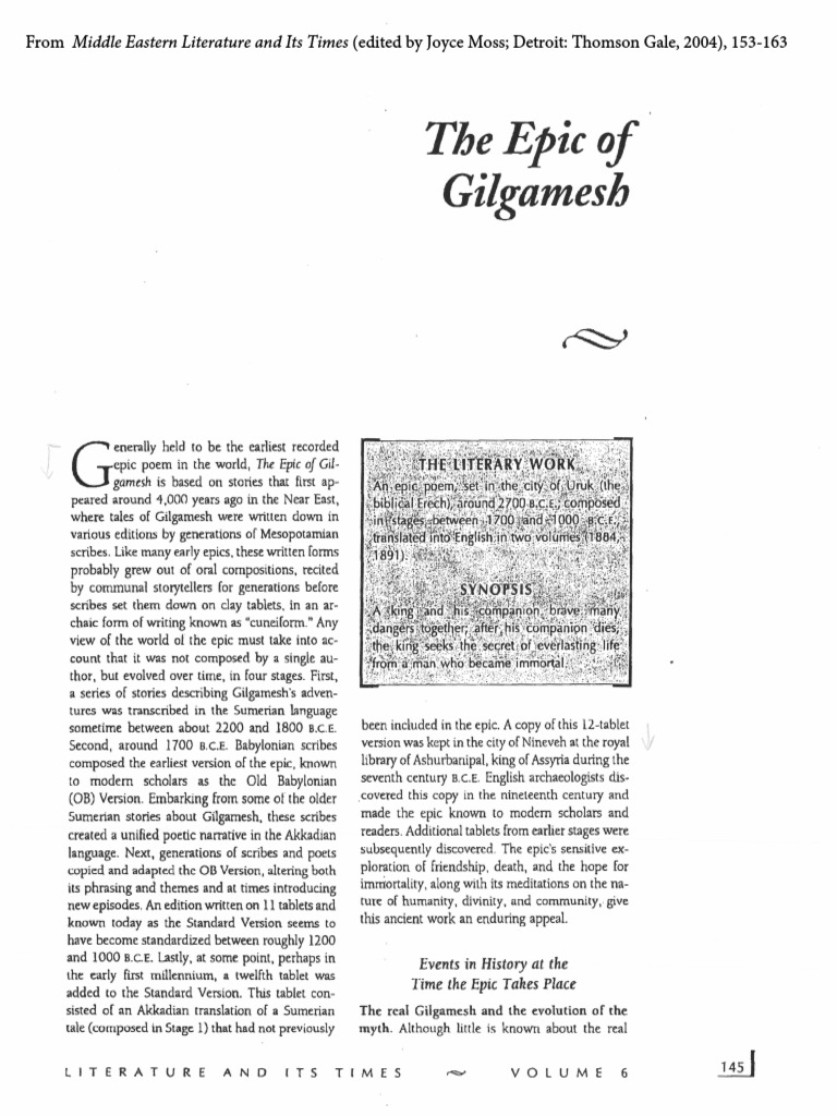 The Epic of Gilgamesh | PDF | Epic Of Gilgamesh | Mesopotamia