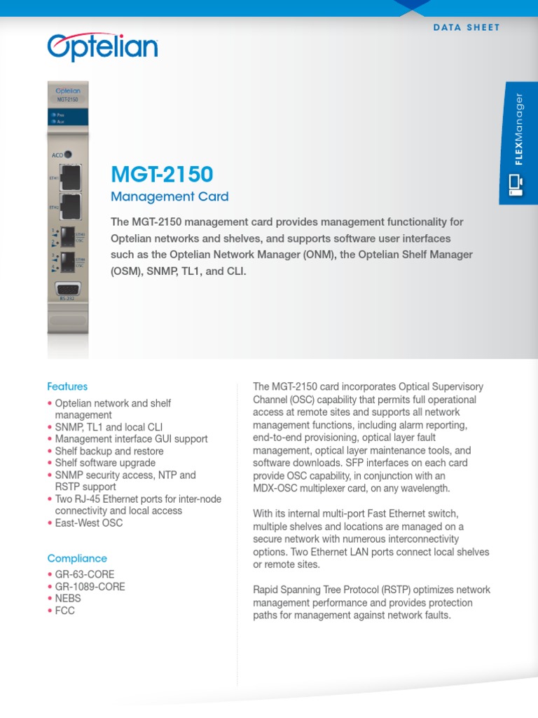 Optelian MGT2150 DS 0116 | PDF | Wavelength Division Multiplexing ...