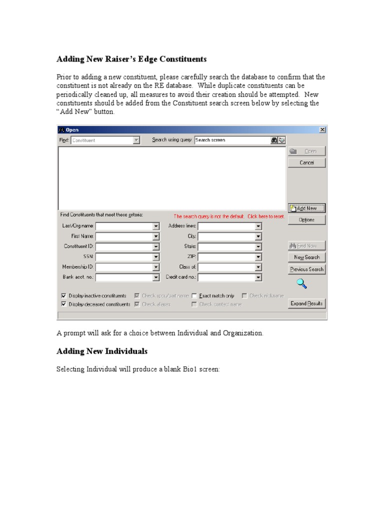 Adding New Raiser's Edge Constituents | PDF | Software | Computing