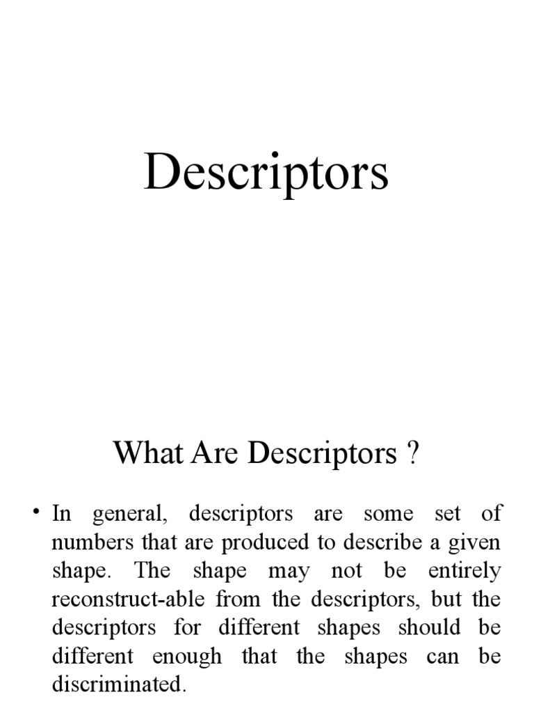 Descriptors | PDF | Shape | Cartesian Coordinate System