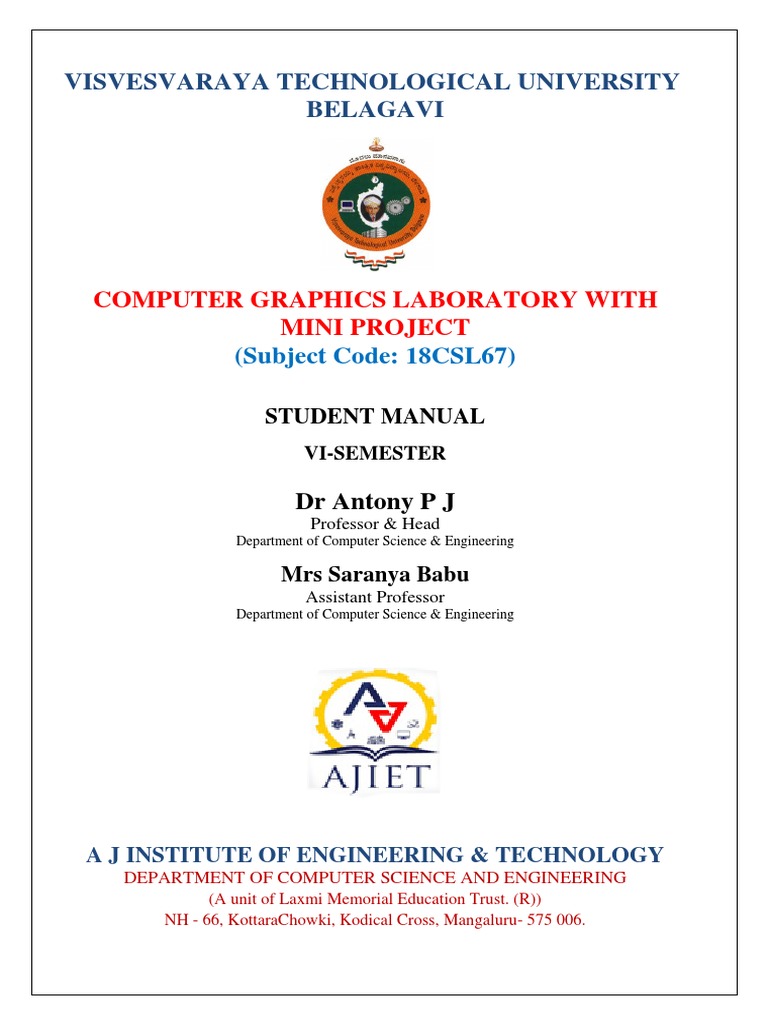 Visvesvaraya Technological University Belagavi: Computer Graphics ...