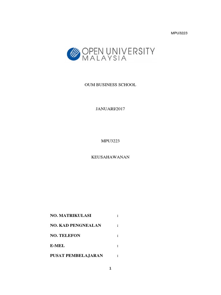 Oum Assignment Keusahawanan PDF | PDF