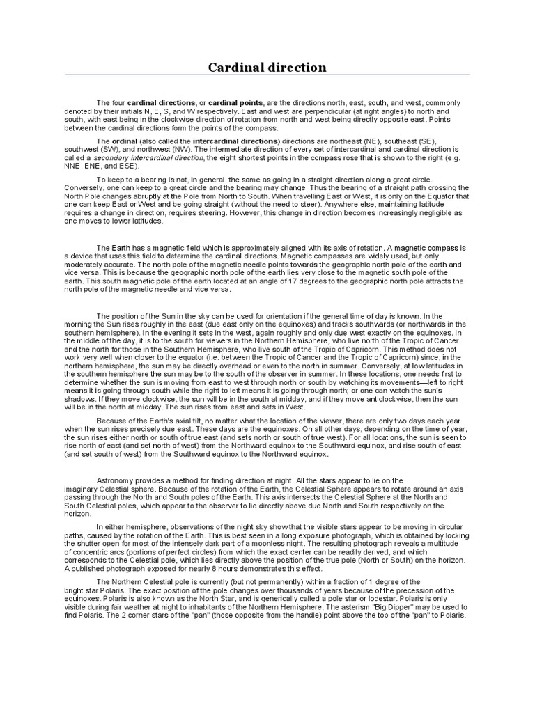 Cardinal Direction: Earth Magnetic Compass | Download Free PDF | Space ...