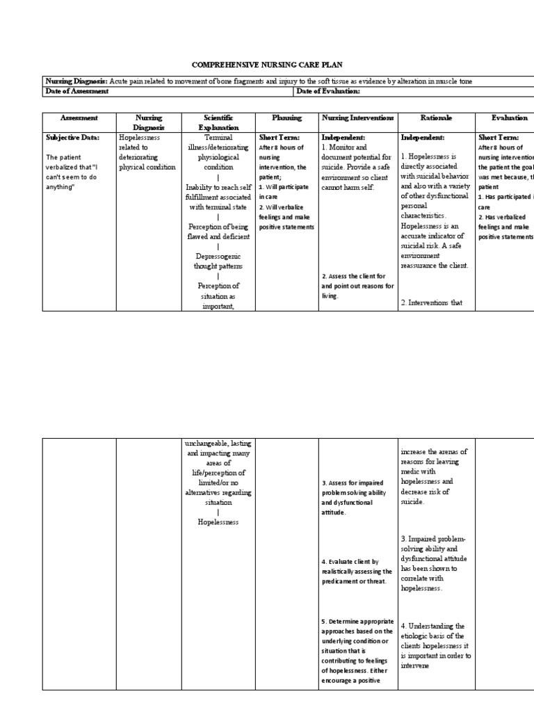 Nursing Care Plan for Depression | PDF | Depression (Mood) | Suicide