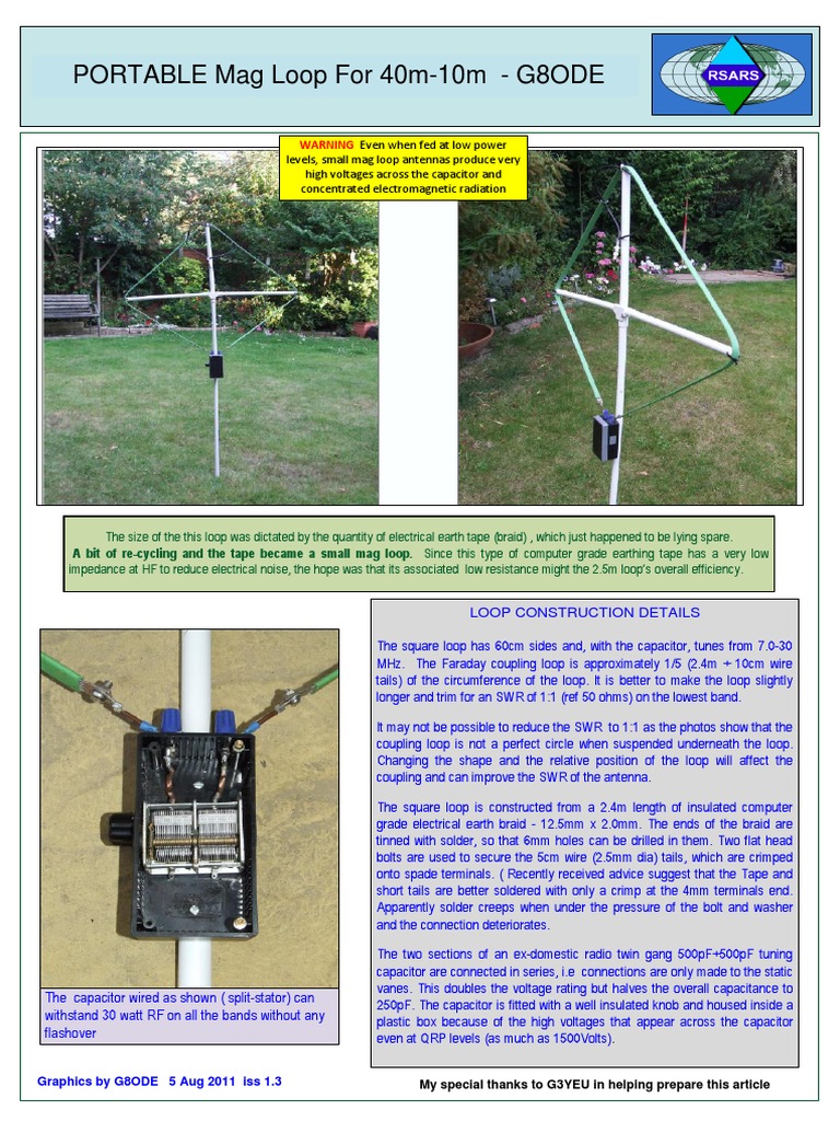 PORTABLE Mag Loop For 40m-10m - G8ODE | PDF | Coaxial Cable | Antenna ...