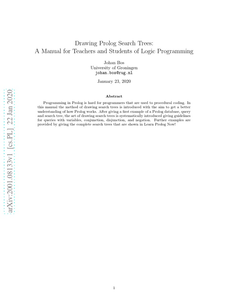 Drawing Prolog Search Trees: A Manual For Teachers and Students of ...