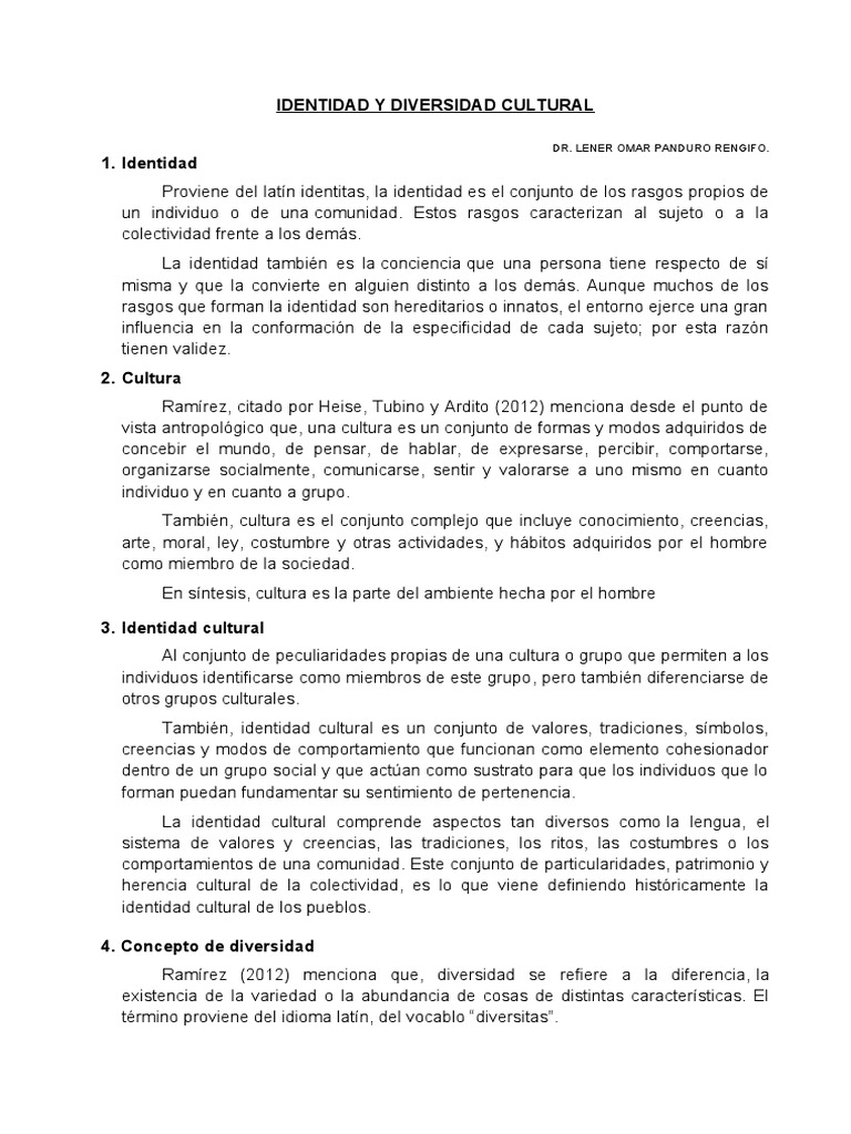 Identidad y Diversidad Cultural Explicadas | PDF | Diversidad cultural ...
