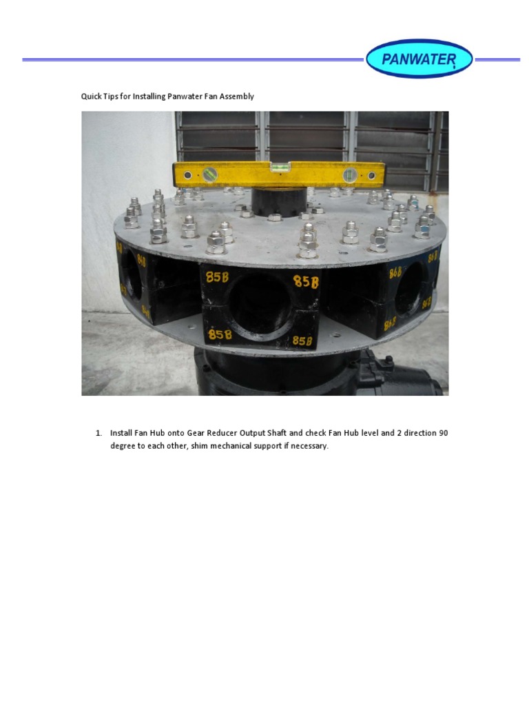 Panwater FRP Fan Assembly Installation Guide | PDF | Tools | Equipment
