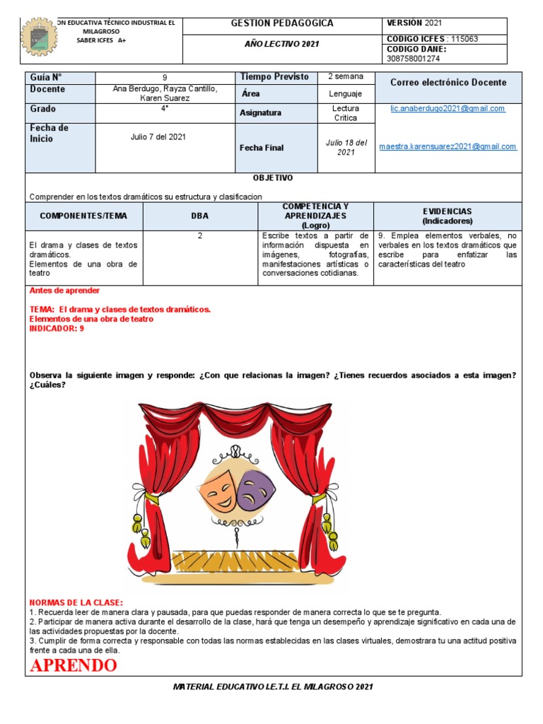 El Drama y Clases de Textos Dramaticos | PDF | Teatro | Science