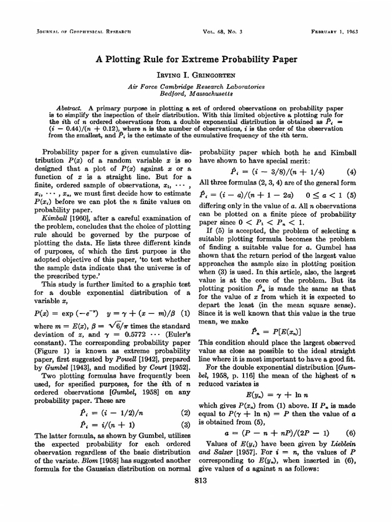 A Plotting Rule For Extreme Probability Paper: Where M E (X) ,/5 X ...